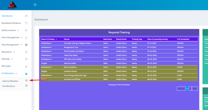 Managing Certifications – GotSafety.com