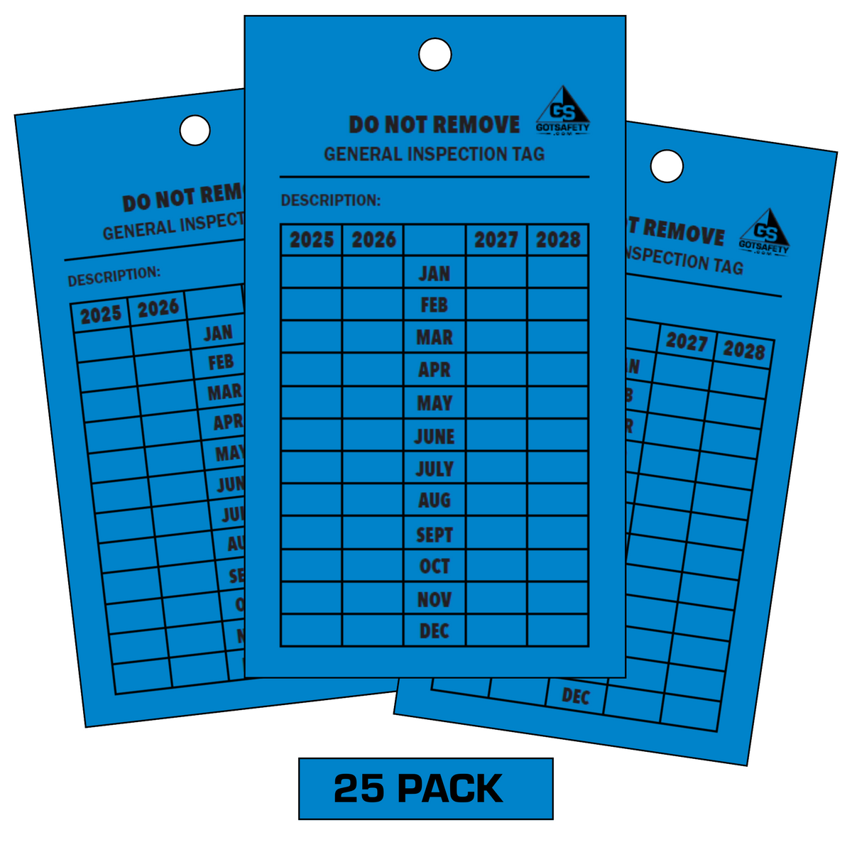 General Monthly Inspection Tags - [25 Pack] for Indoor Or Outdoor Use ...